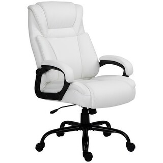 White Modern 26" High Back 360° Swivel Adjustable Desk Chair with ...