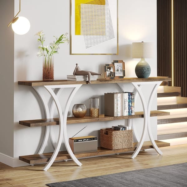 70.8 Inch Narrow Console Table Long Sofa Table for Living Room Entryway ...