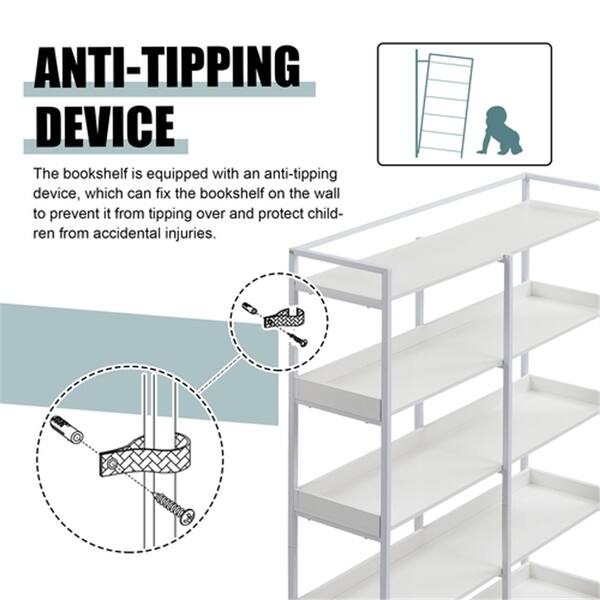 6-tier Shelves Bookshelf with MDF Boards Stainless Steel Frame - Bed ...