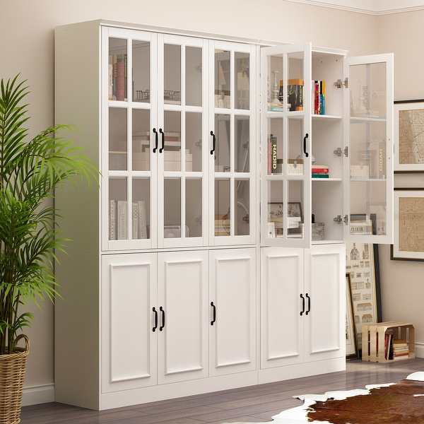 78.7 Large Storage Cabinet Display Sideboard Bookcase With Glass Doors On Sale Bed Bath Beyond 37065896