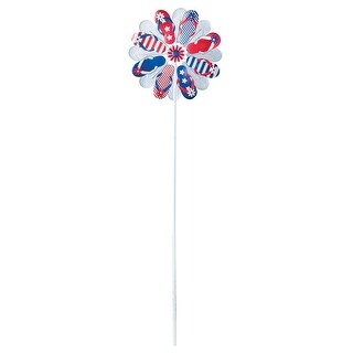 Patriotic Double-Sided Flip Flop Wind Spinner Garden Stake - 13.87 x 54 ...
