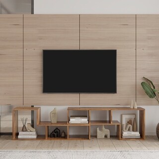 Double L-Shaped Oak TV Stand，Display Shelf ，Bookcase for Home - Bed ...