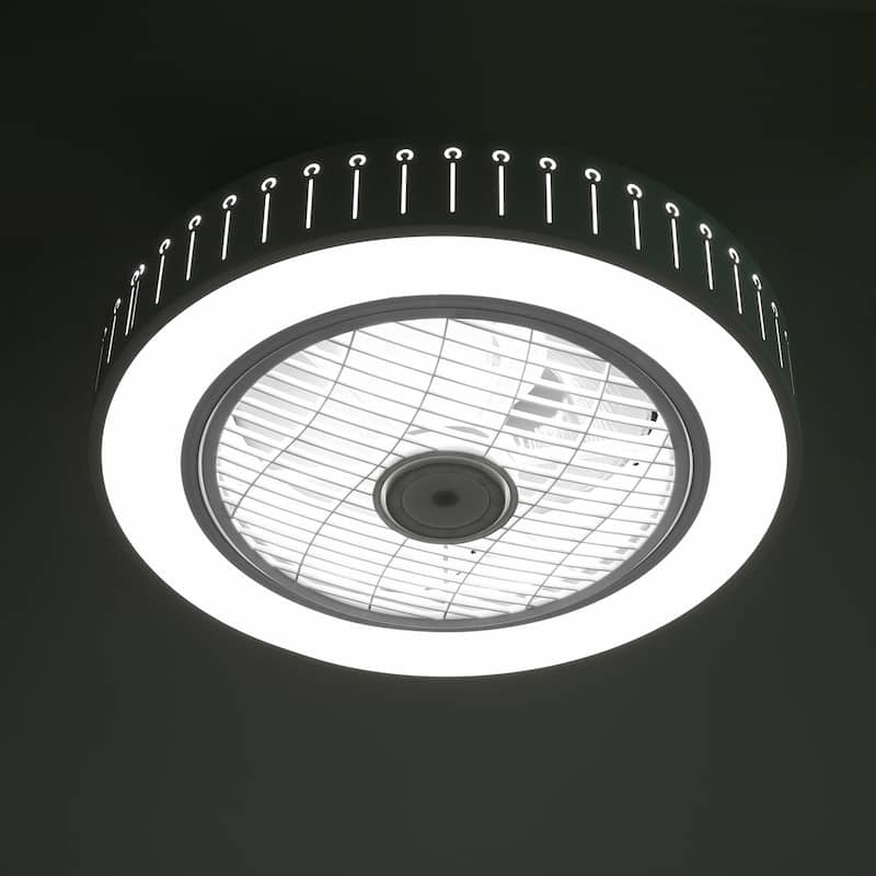 Modern Dimmable LED Invisible Blade Ceiling Fan with Remote - 20in ...