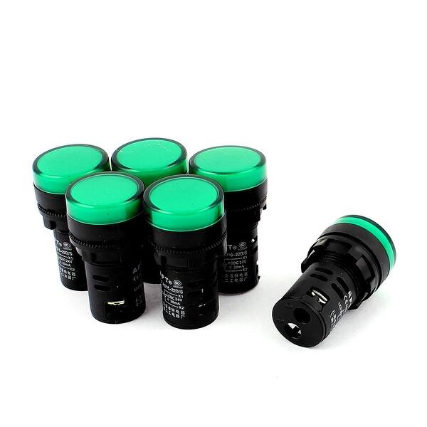 6Pcs AC/DC 24V 21mm Panel Mount Green LED Indicator Pilot Signal Light ...