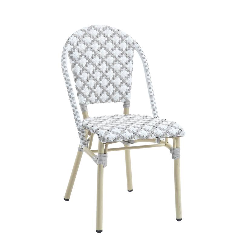 Portia French Metal Wicker Outdoor Bistro Chairs (Set of 2) by ...