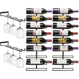 Sorbus Wall Mount Wine Rack Under Cabinet Wine Glass Holder - Set with ...