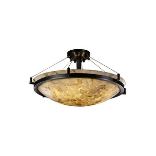 Justice Design Alabaster Rocks Ring 6-light Matte Black Round Bowl Semi ...