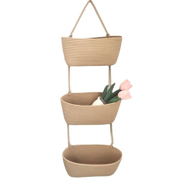 DCP Over the Door 3-Tier Woven Cotton Wall-Mounted Storage Organizer ...