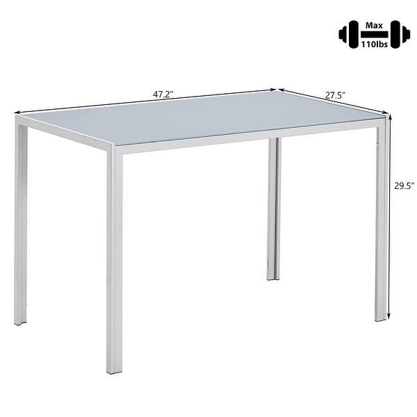 Rectangular Glass Dining Table with Tempered Glass Top and Metal Leg ...