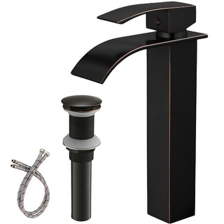 Oil Rubbed Bronze Waterfall Single-Handle Low-Arc Bathroom Faucet with ...
