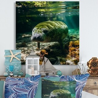 Designart "Serene Sea Giant Portrait Of A Manatee" Manatee Wall Decor ...