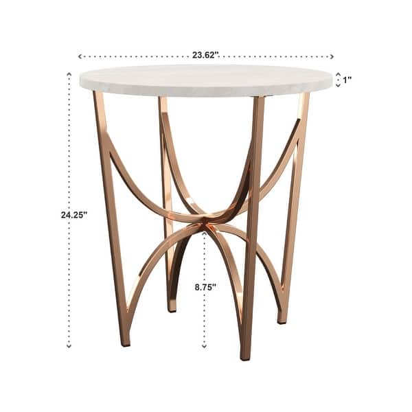 Vittoria Champagne Gold Finish End Table With White Faux Marble Top by ...
