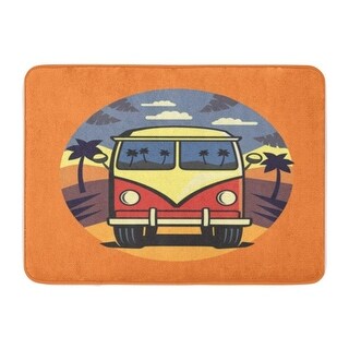 Bus Color Surfing Car Beach Surfer Emblem Van Surf Doormat Floor Rug ...