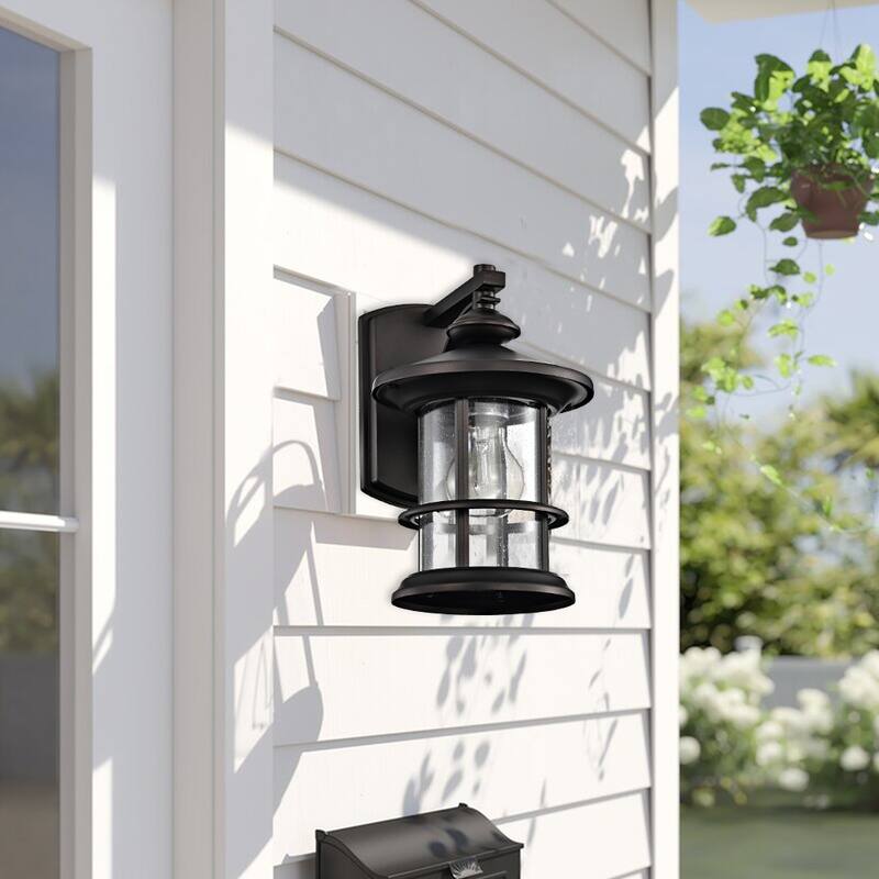 Outdoor Wall Lantern Sconce Porch Light With Clear Seedy Glass - On ...