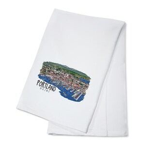 Portland, Maine - Line Drawing - LP Artwork (100% Cotton Towel ...