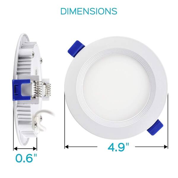 Luxrite 4 Inch Ultra Thin LED Recessed Light with Junction Box, 10W ...