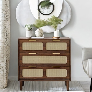 3 Drawer Dresser,Modern Rattan Dresser Cabinet w/Wide Drawers/Handles ...
