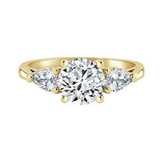 Auriya 14k-Yellow Gold Lab Grown 3-stone Hidden-Halo Round Diamond ...