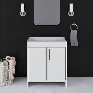 Volpa USA Villa 30-inch White Freestanding Bathroom Cabinet - Bed Bath ...