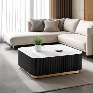 Furniture of America Jules Modern White and Black Genuine Marble Top ...