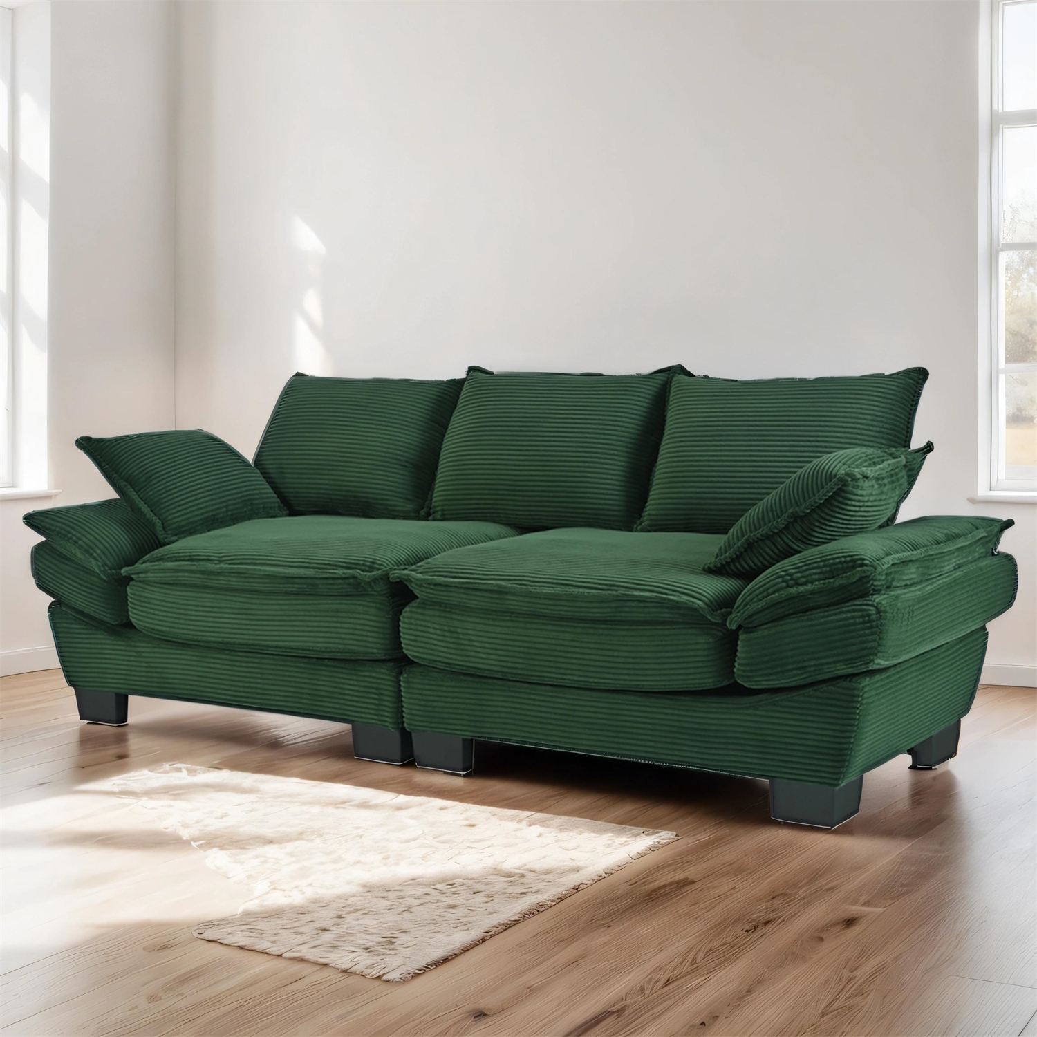 85.4 Curved Sofa Back Upholstered Couch with 2 Throw Pillows