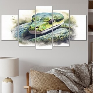 Designart "Wild Snake II" Animals Multipanel Wall Art Print set - Bed ...