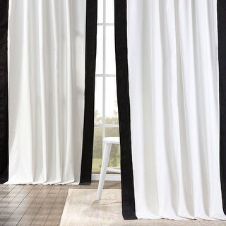 Exclusive Fabrics Sharkskin Bordered Cotton Semi Sheer Curtains (1 ...