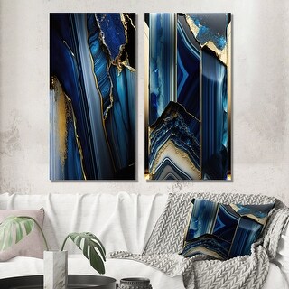Designart "Abstract Geode Geometric Blue" Abstract Geometric Wall Art ...