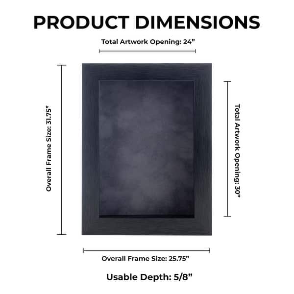 24x30 Shadow Box Frame Charcoal Gray Wood | 3/4" Usable Display Depth ...