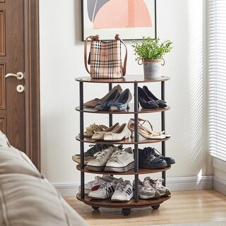4-Tier Round Revolving Shoe Rack Storage Organizer - Bed Bath & Beyond ...