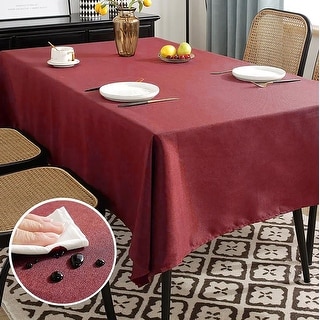 Burgundy Red PEVA Vinyl Tablecloth With Flannel Backing Table Cover ...