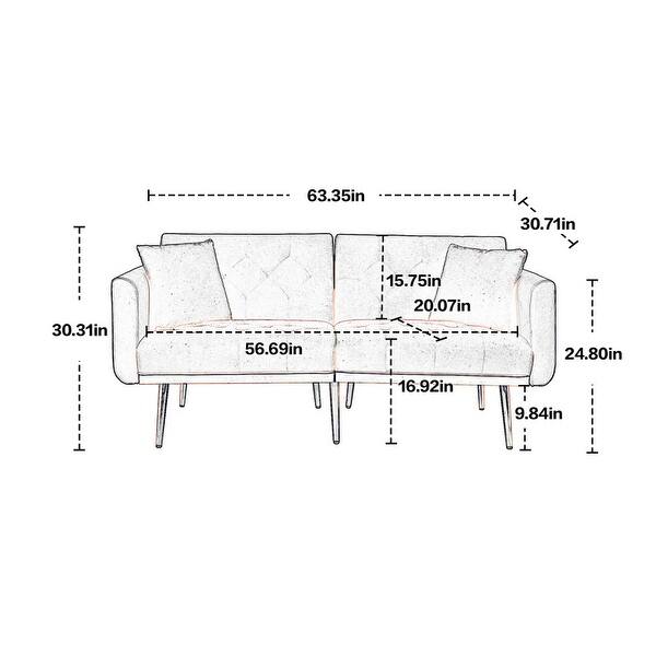 63 inch living room folding sofa Velvet Peach sofa bed - Bed Bath ...