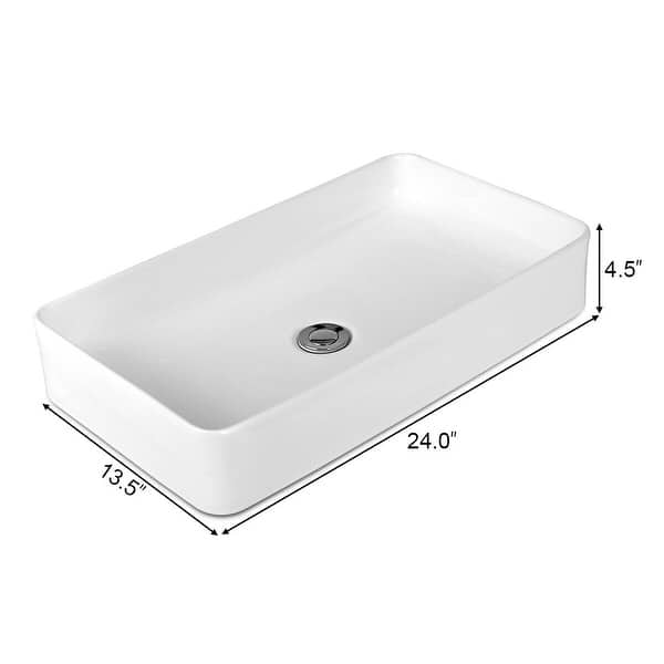 Gymax 24" x 14" Rectangle Bathroom Ceramic Vessel Sink Vanity Art - Bed ...