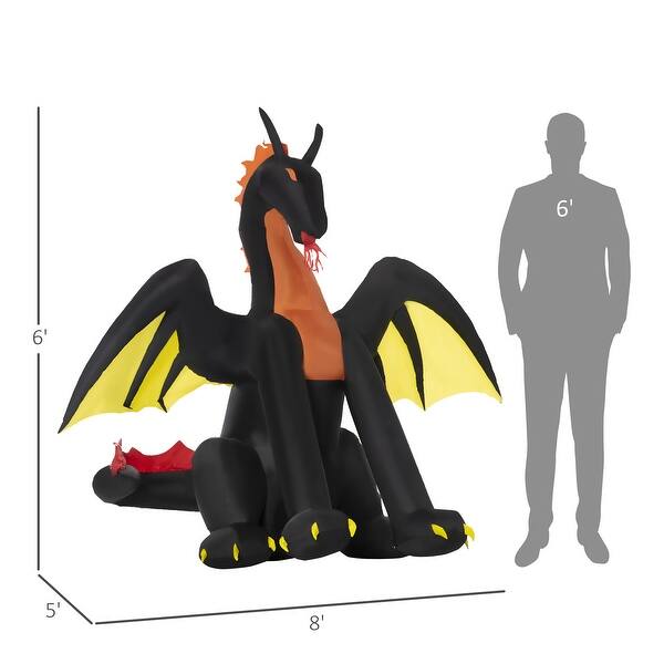 Outsunny 6' Outdoor Light-Up Inflatable Dragon Halloween Decoration ...