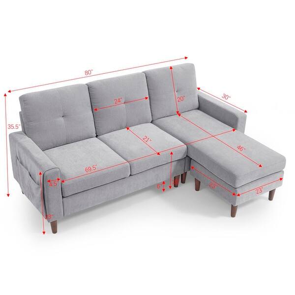 L-Shape Modular Sectional Sofa DIY Tufted Soft Combination Living Room ...