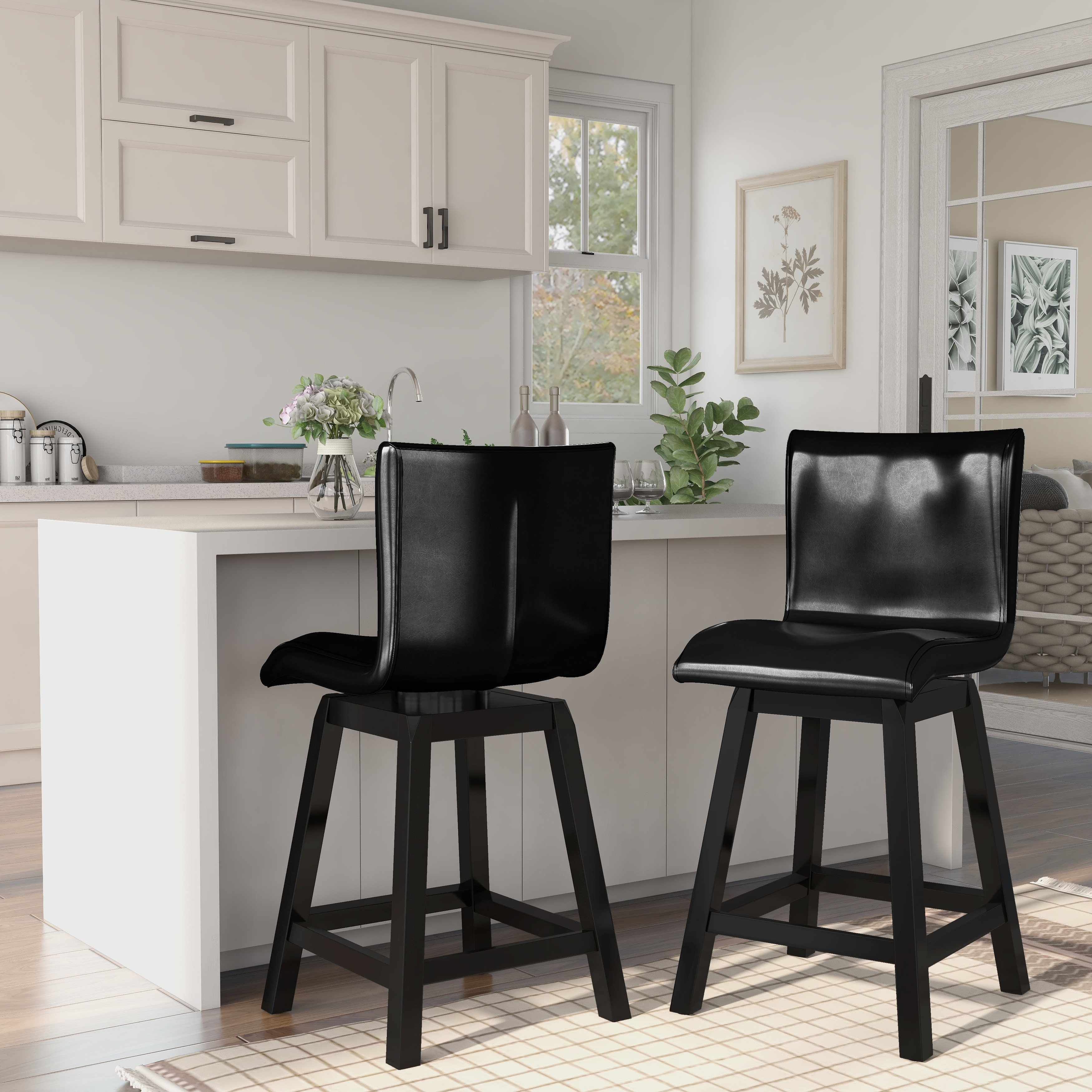 Hace Contemporary Black Counter Height Chairs (Set of 2) by Furniture ...