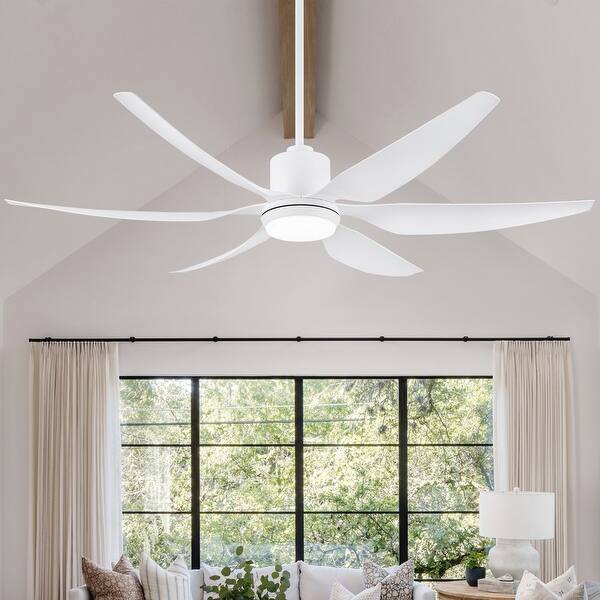 66-in Indoor Large LED Ceiling Fan with Light Remote (6-Blade) - Bed Bath & Beyond - 39721384
