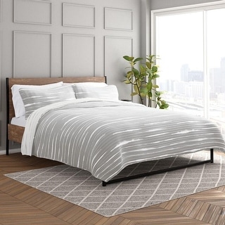 3pc Full/Queen Quilted Coverlet Set Reversible Lines Light Gray - Bed ...