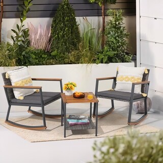 3 Pieces Outdoor Rocker Chair Conversation Set with Coffee Table ...