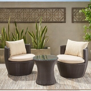 Cozy 3-Piece Outdoor Chat Set with Rattan Weave - Bed Bath & Beyond ...