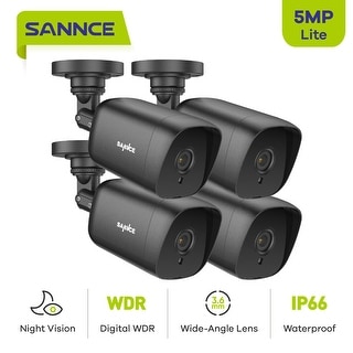 SANNCE 5MP Super HD Wired Analog CCTV AHD-HD Security Camera 4Pcs ...