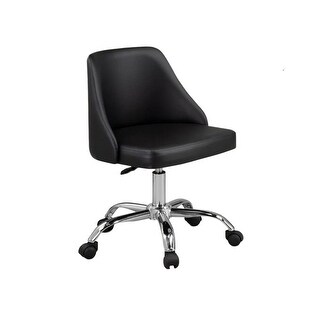 Yim 22 Inch Adjustable Swivel Office Chair, Black Faux Leather, Chrome ...