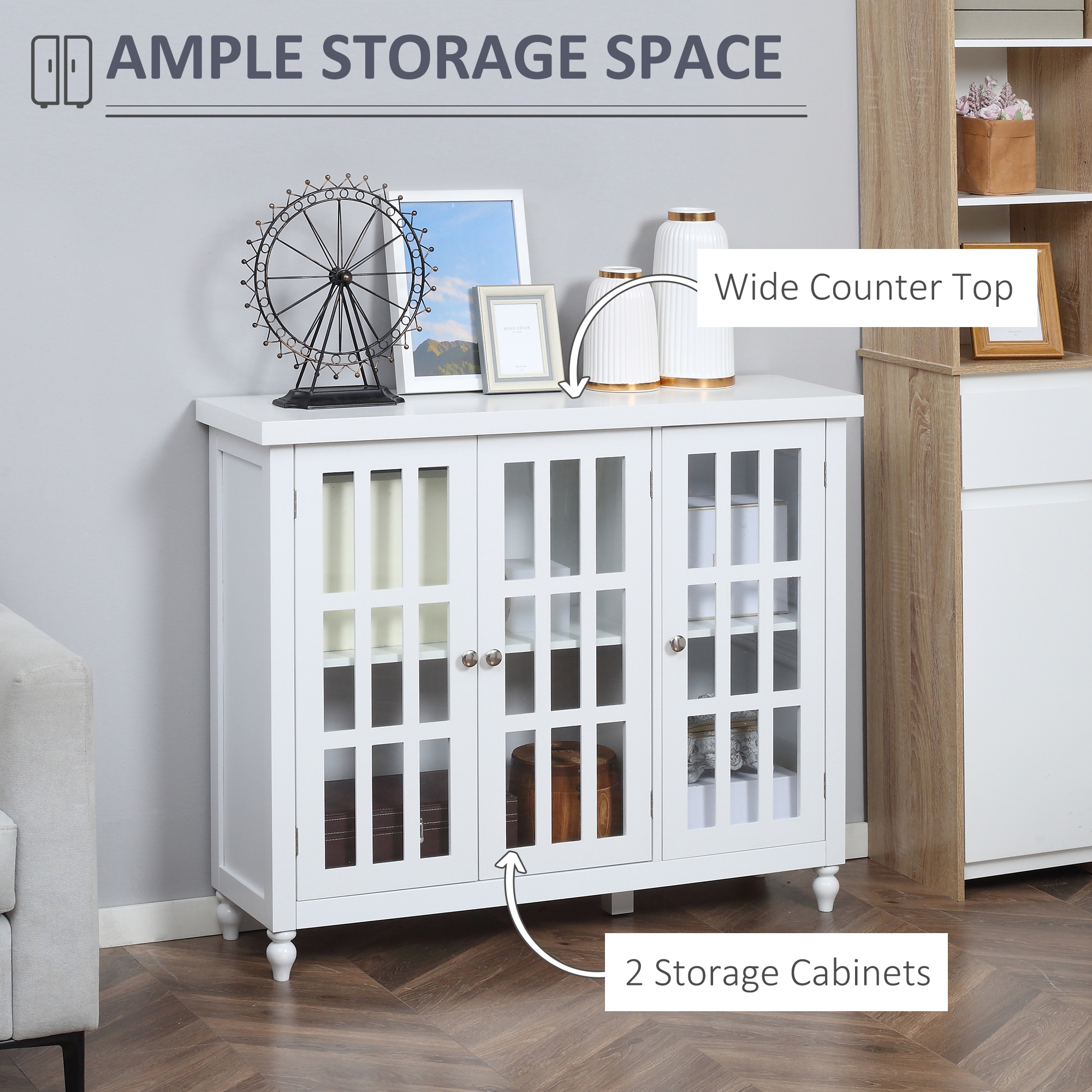 69 Tall Storage Cabinet with Movable Storage Shelves Modern Style Pantry Cupboard Cabinet with Soft Close Doors Coffee