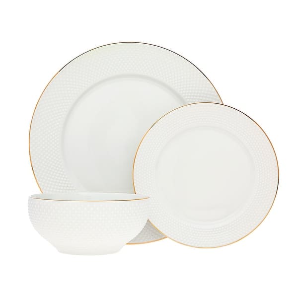Pique Gold Rim 18 Piece Dinnerware Set, Service For 6 - Bed Bath ...