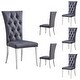 Modern Stylish Grey Velvet Buttons Tufted Upholstered Dining Room ...