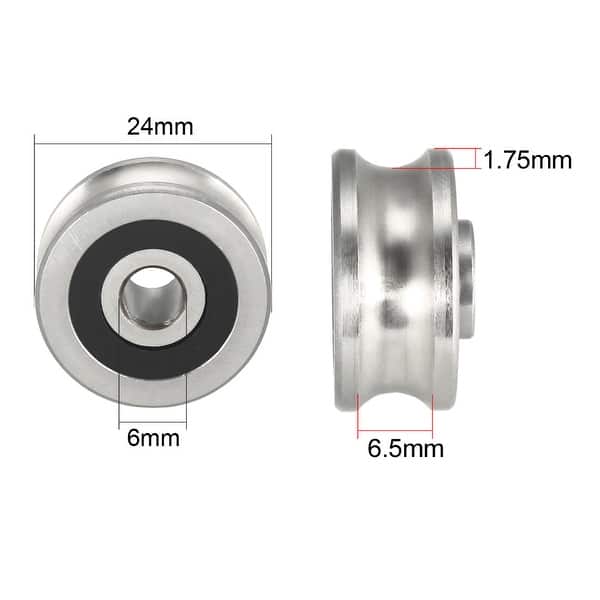 SG20 U-Groove Track Guide Bearing 6x24x11mm Pulley Bearings for Textile ...
