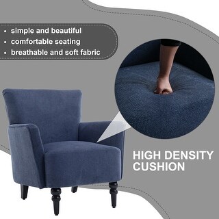 Blue Accent Sofa Chair with Linen Surface with Solid Wood Feet for ...
