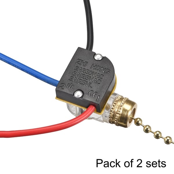 3 Way Fan Light Switch with Brass/Chrome Pull Chain Wood Knob (Pack of ...