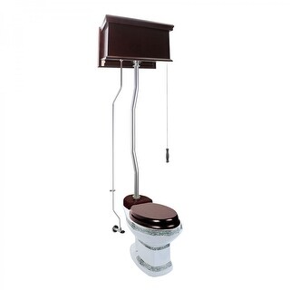 High Tank Pull Chain Toilet Dark Oak Wooden Flat Tank 59" to 74" Chrome ...