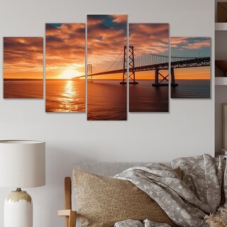 Designart "Virginia Landmark At Sunset" Virginia Multipanel Canvas ...